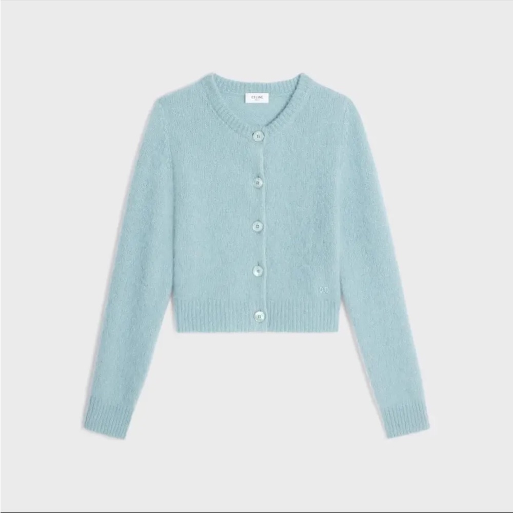 Celine Triomphe Cardigan In Cashmere And Silk Xs - Gem